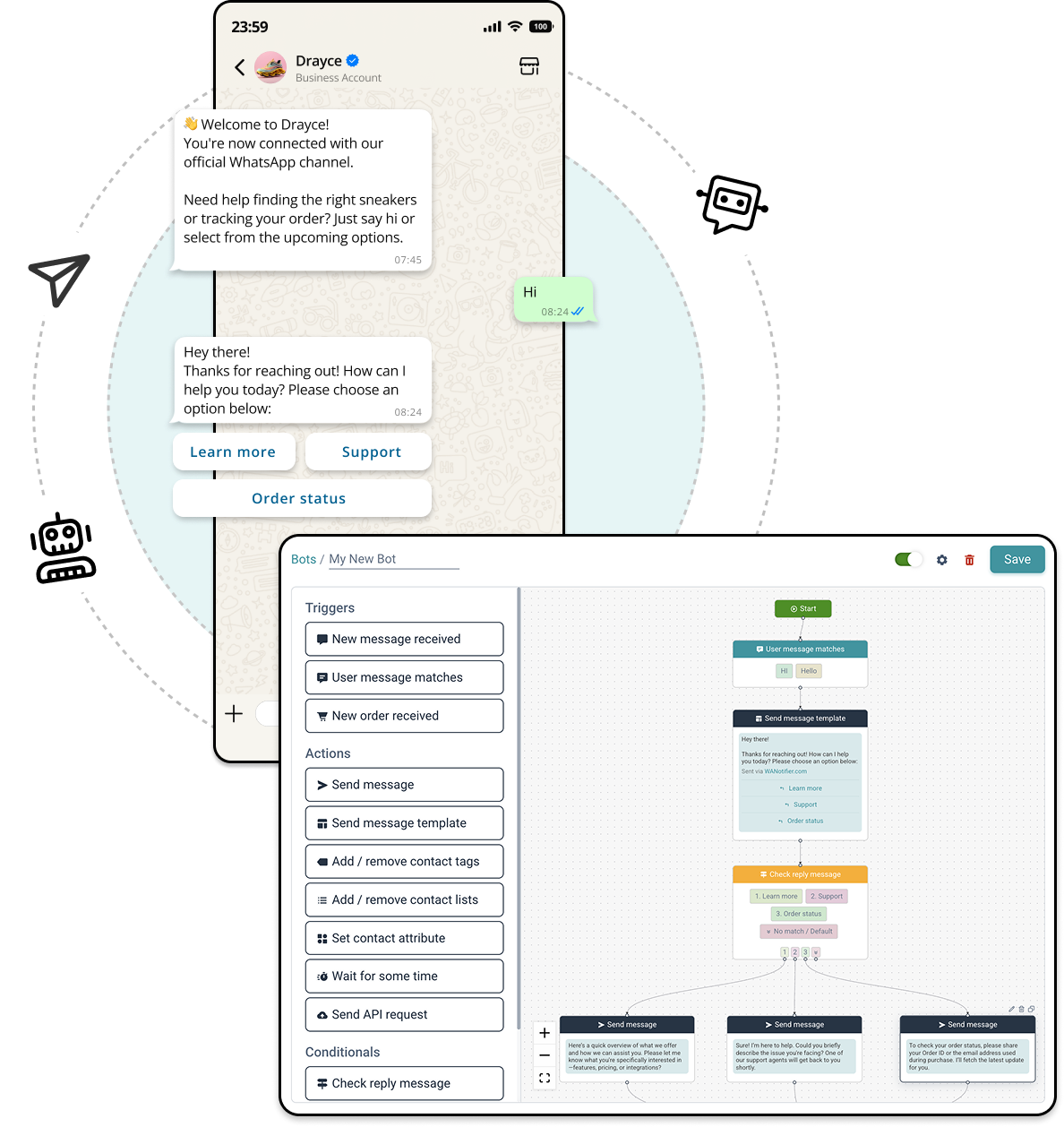No-code WhatsApp Chatbot Builder - WANotifier